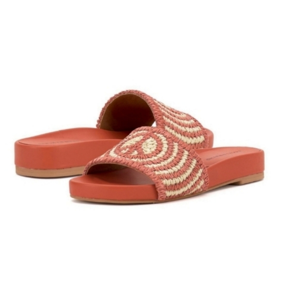 Lucky Brand | Shoes | Lucky Brand Boho Orange Raffia Peace Sign Slide ...